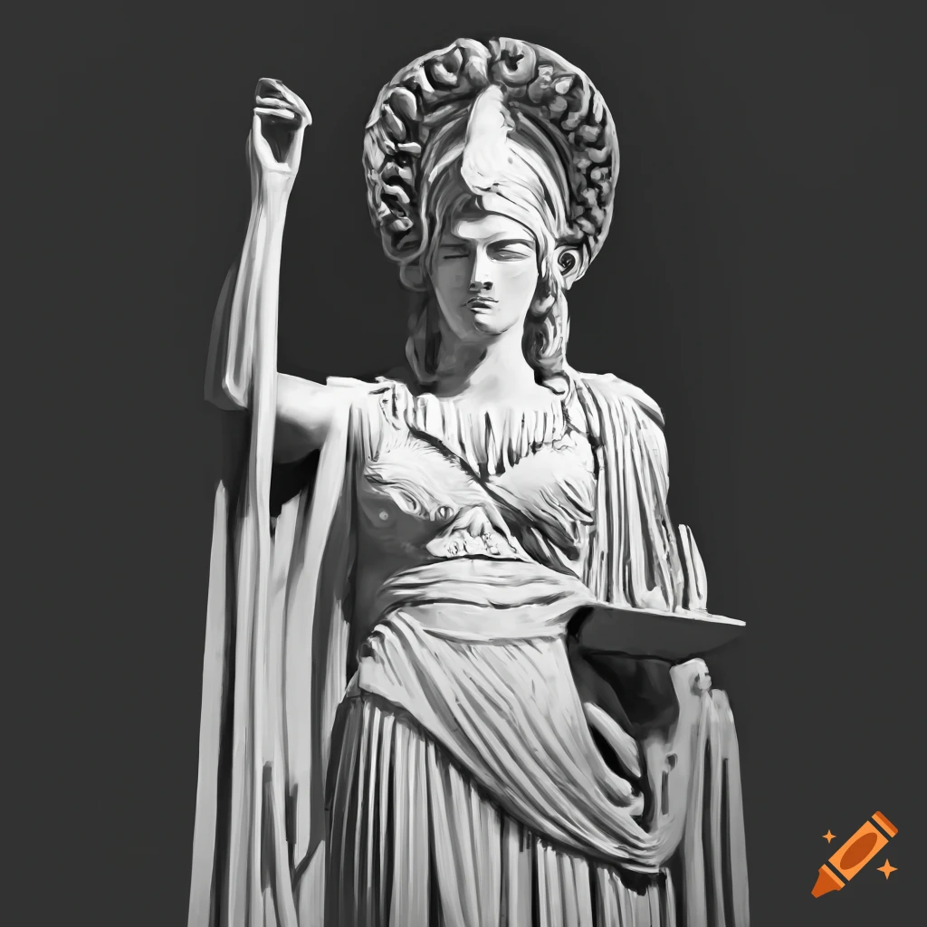 Athena using a black and white ipad on Craiyon