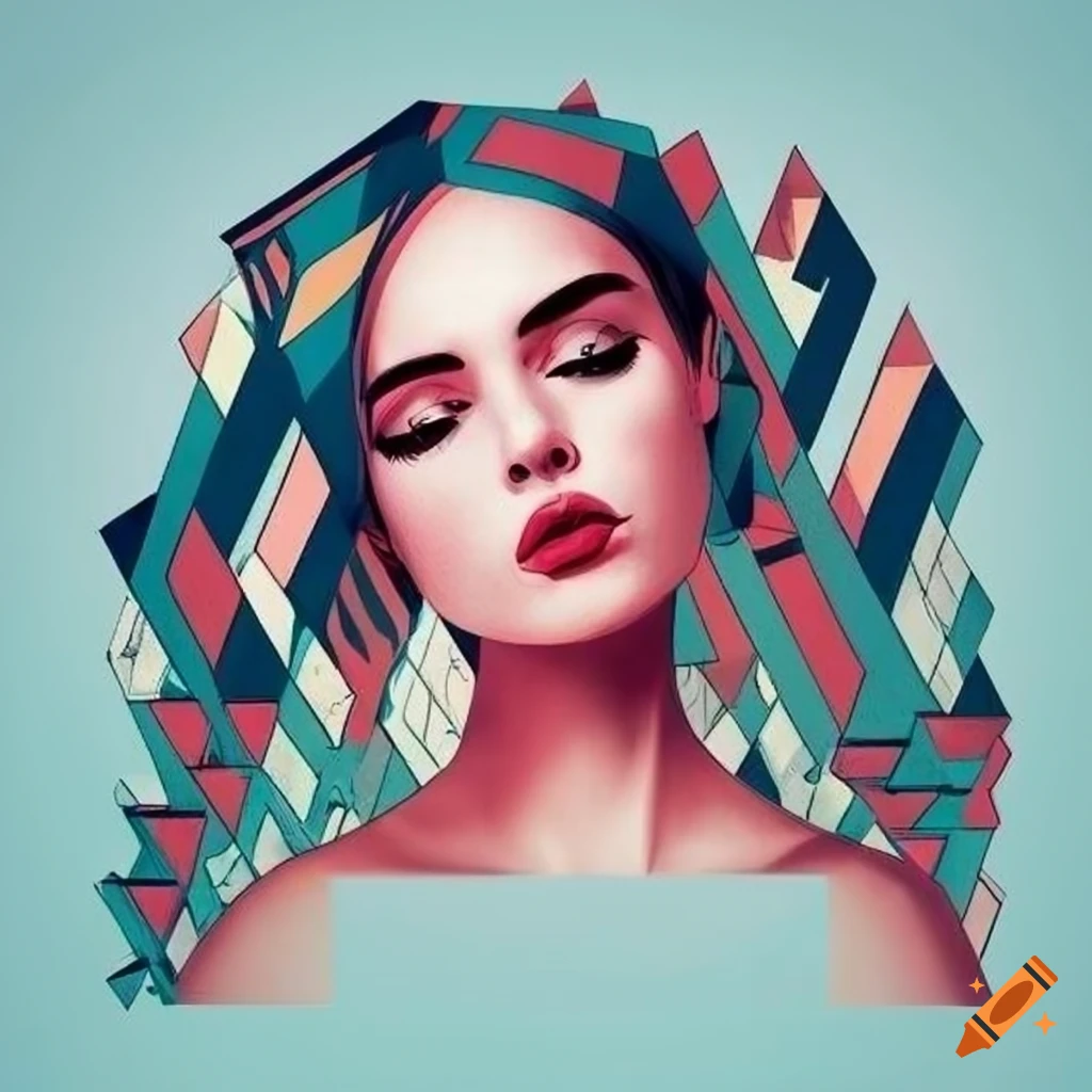 Geometrically designed poster inspired by escher featuring a girl on ...