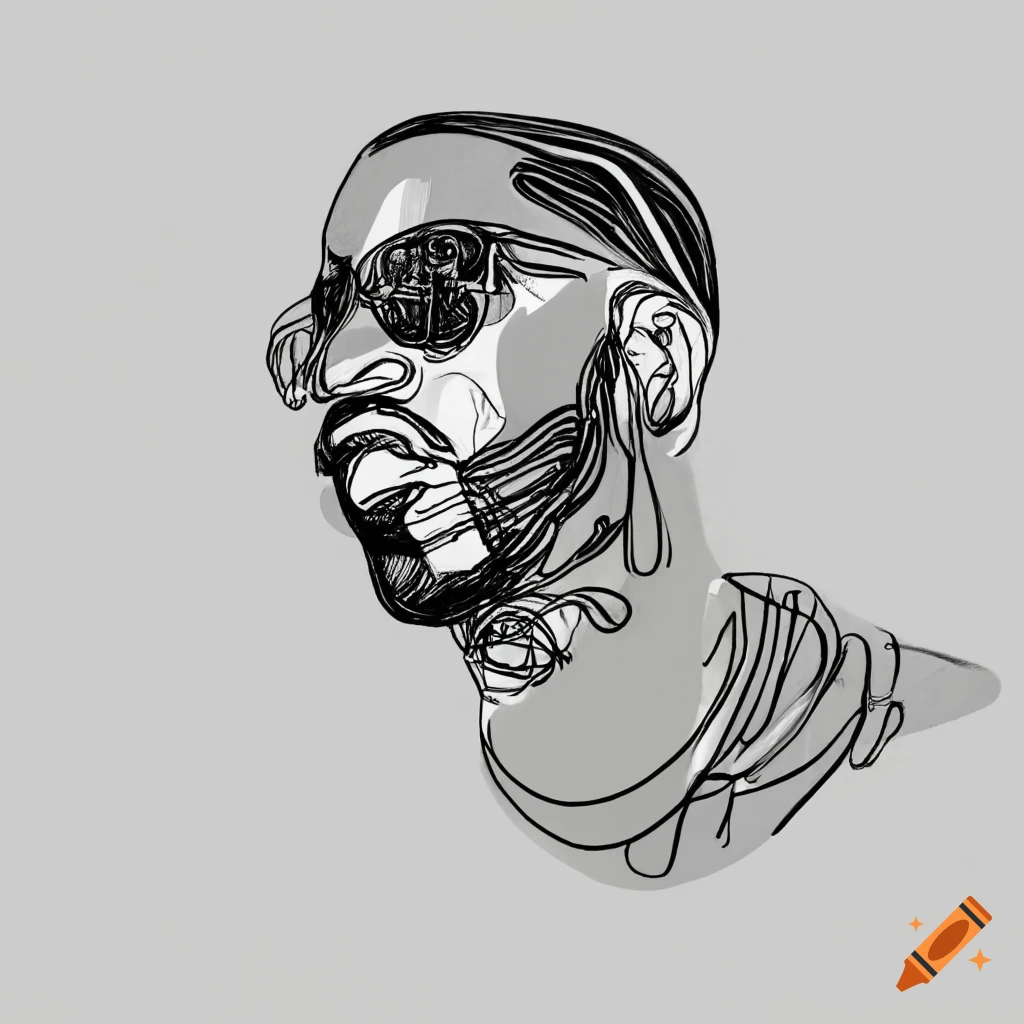One line drawing of rapper roc marciano on Craiyon