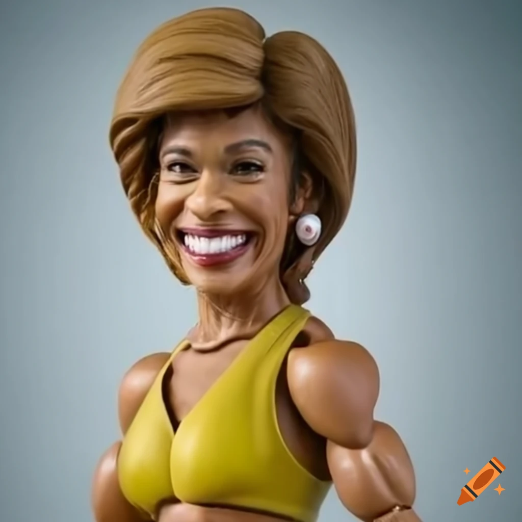 Hoda kotb action figure as morning boost bodybuilding superhero on Craiyon