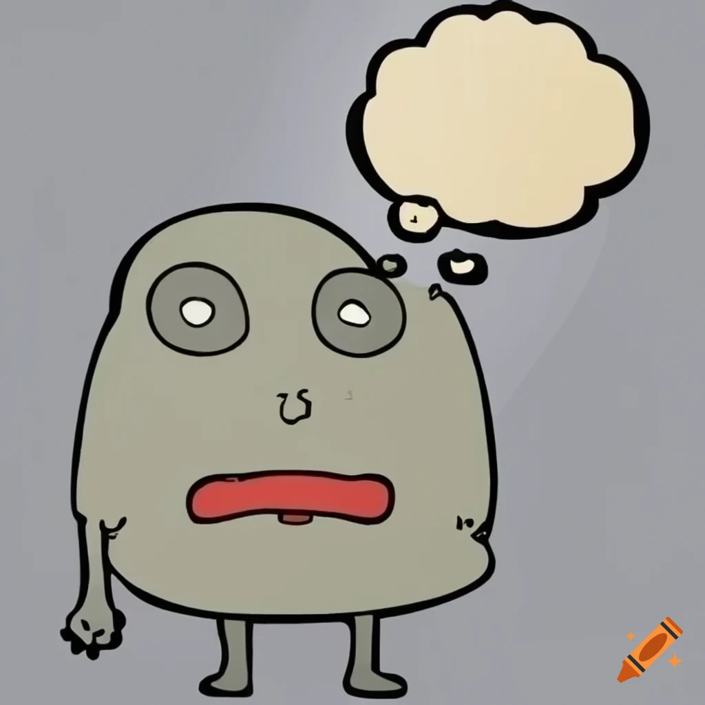 Cartoon character surrounded by a thought bubble on Craiyon