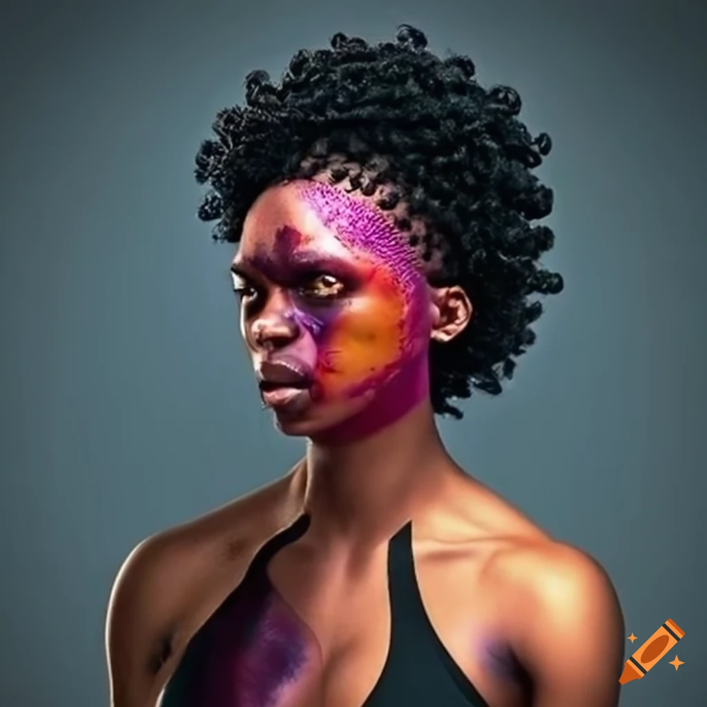 Strong woman fighter with determined expression on Craiyon