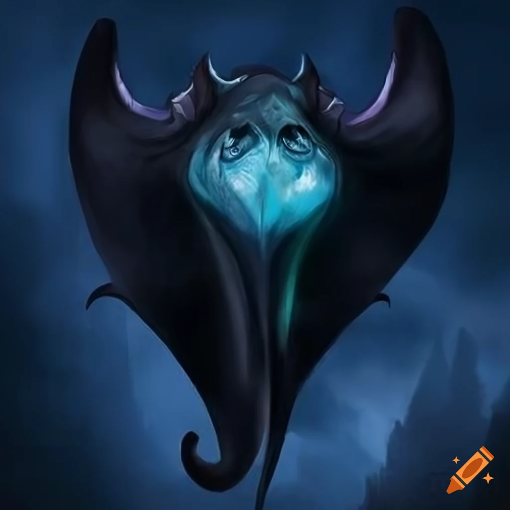 Sinister manta ray in a fantasy art on Craiyon