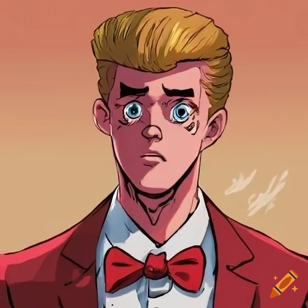 Embarrassed archie andrews in manga anime cartoon style with a red bow ...