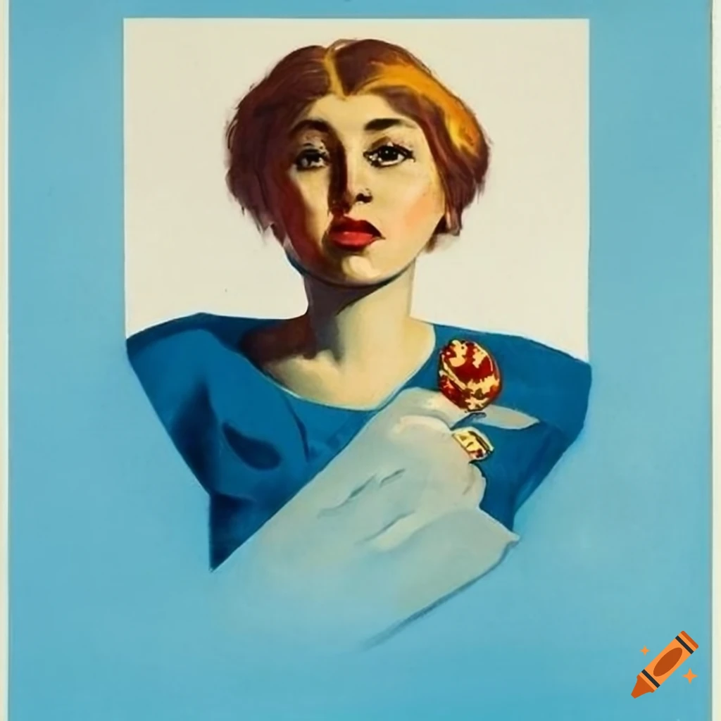 Soviet-style propaganda poster of guillermo moreno in light blue and ...