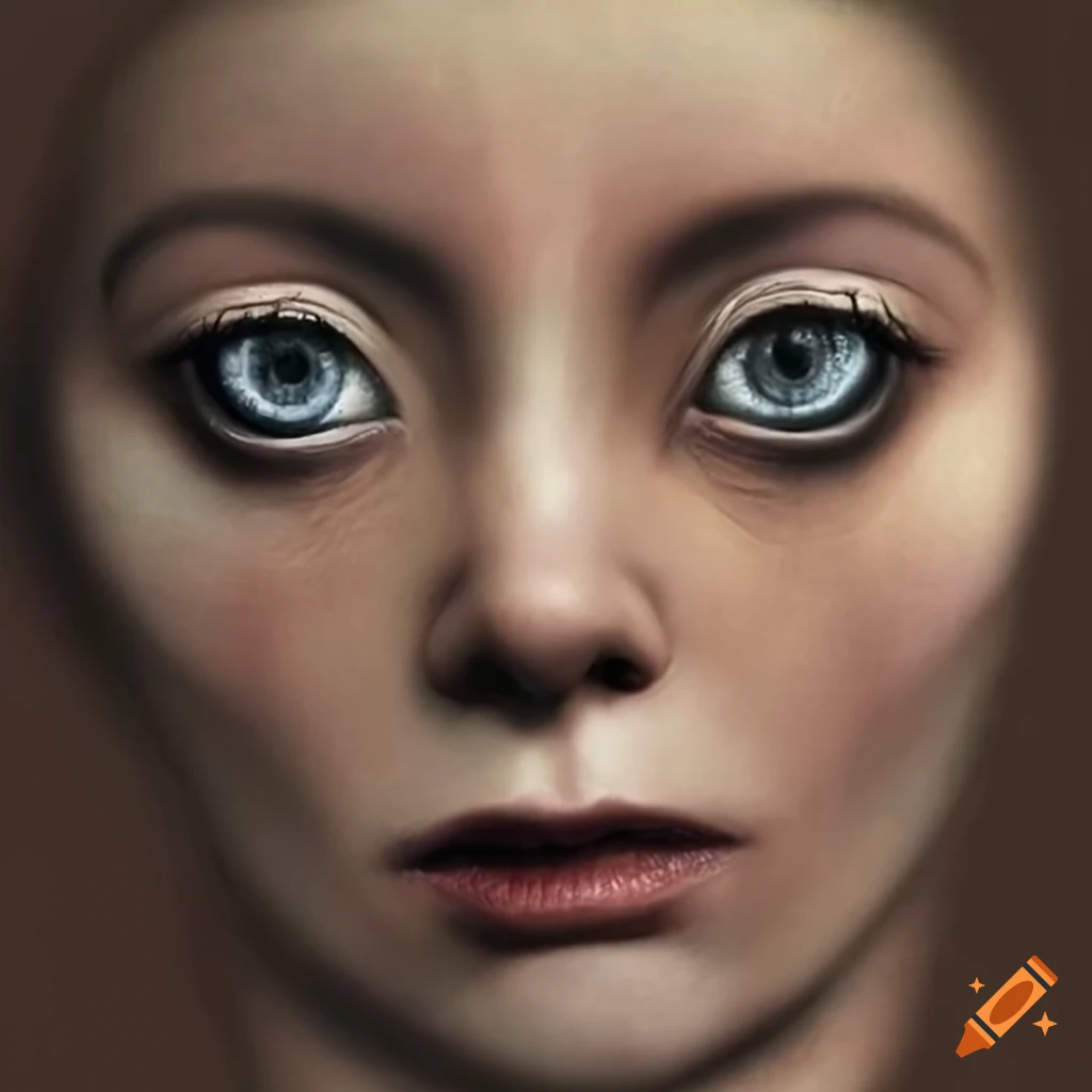 Surreal closeup of a woman's face with hyper-realistic details on Craiyon