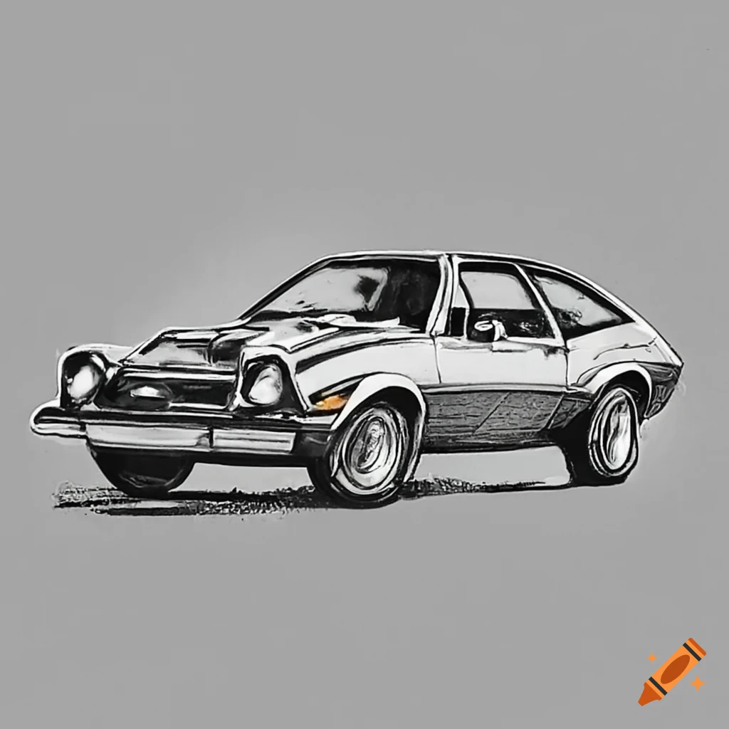 Basic attention token on the front of a 1983 ford pinto on Craiyon