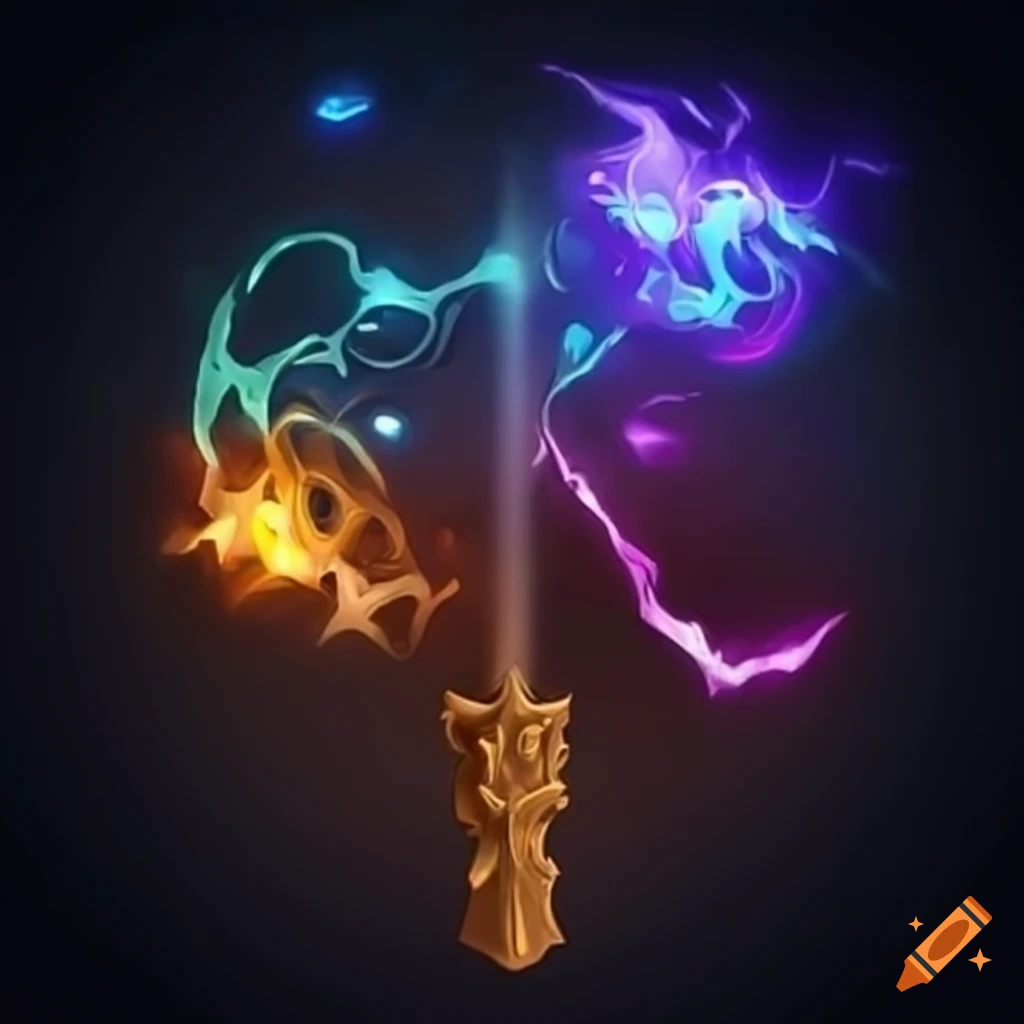 Illustration of elemental key representing all four elements on Craiyon