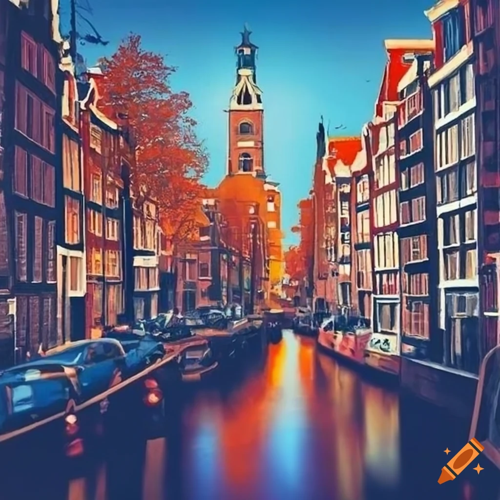 Vibrant colors of amsterdam print on Craiyon