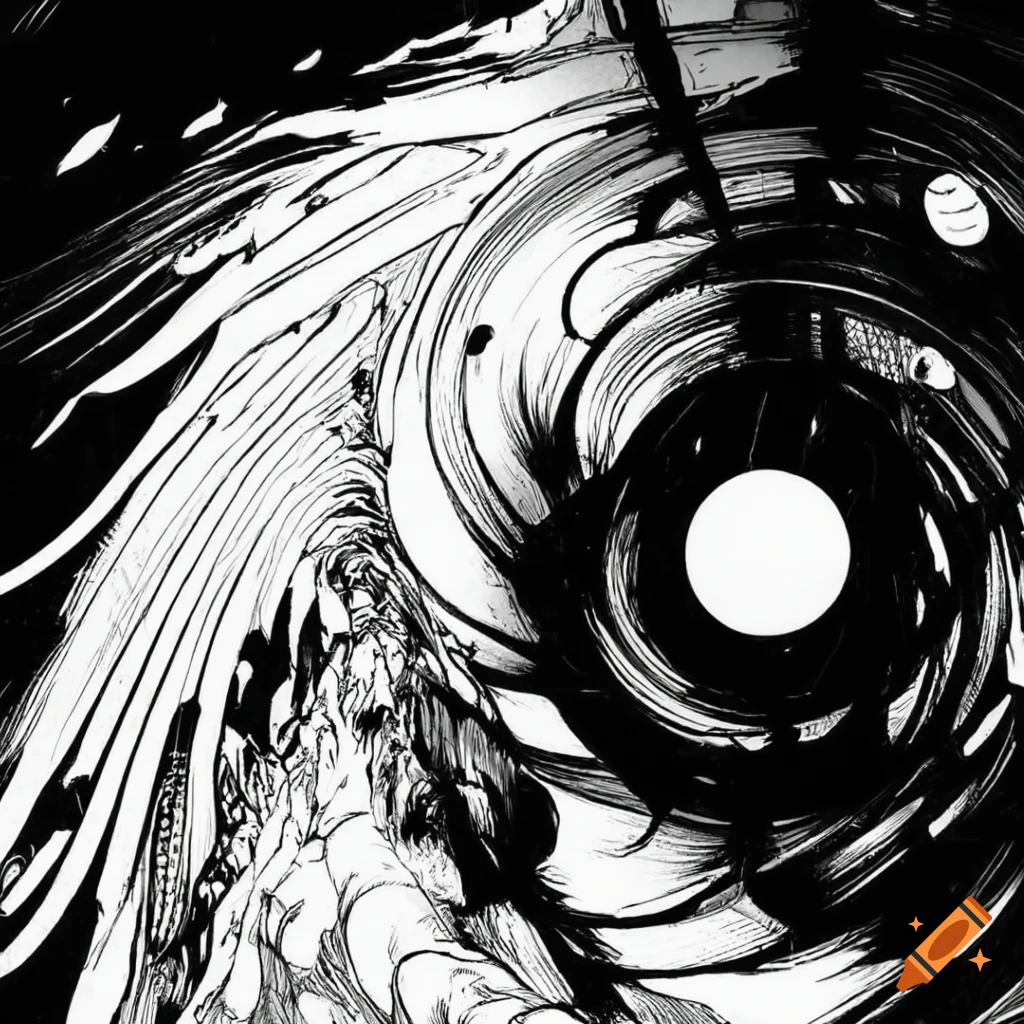 Black and white highly-detailed manga panel with sharp outlines on Craiyon