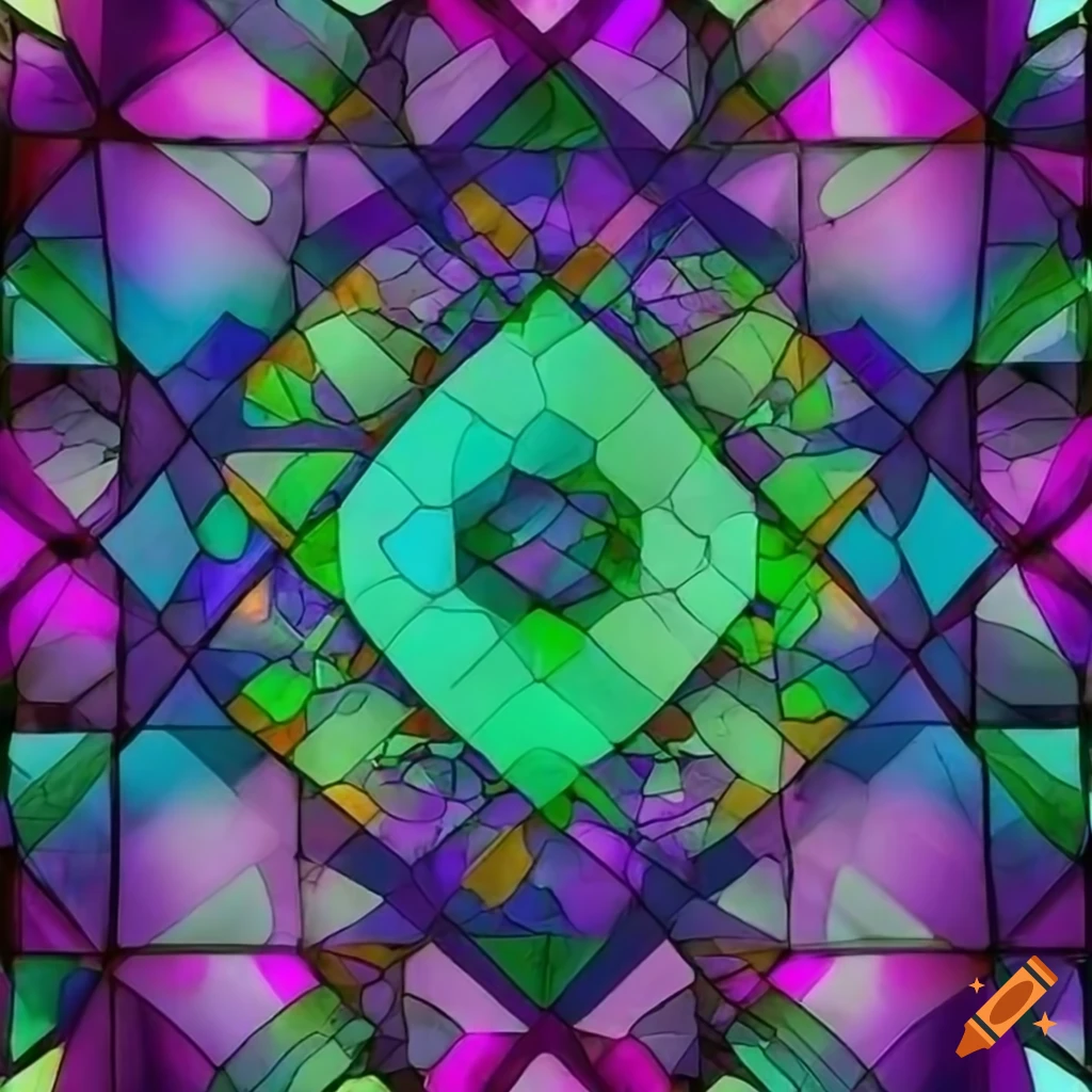Symmetrical geometric design with interlocking lines in bright purple ...