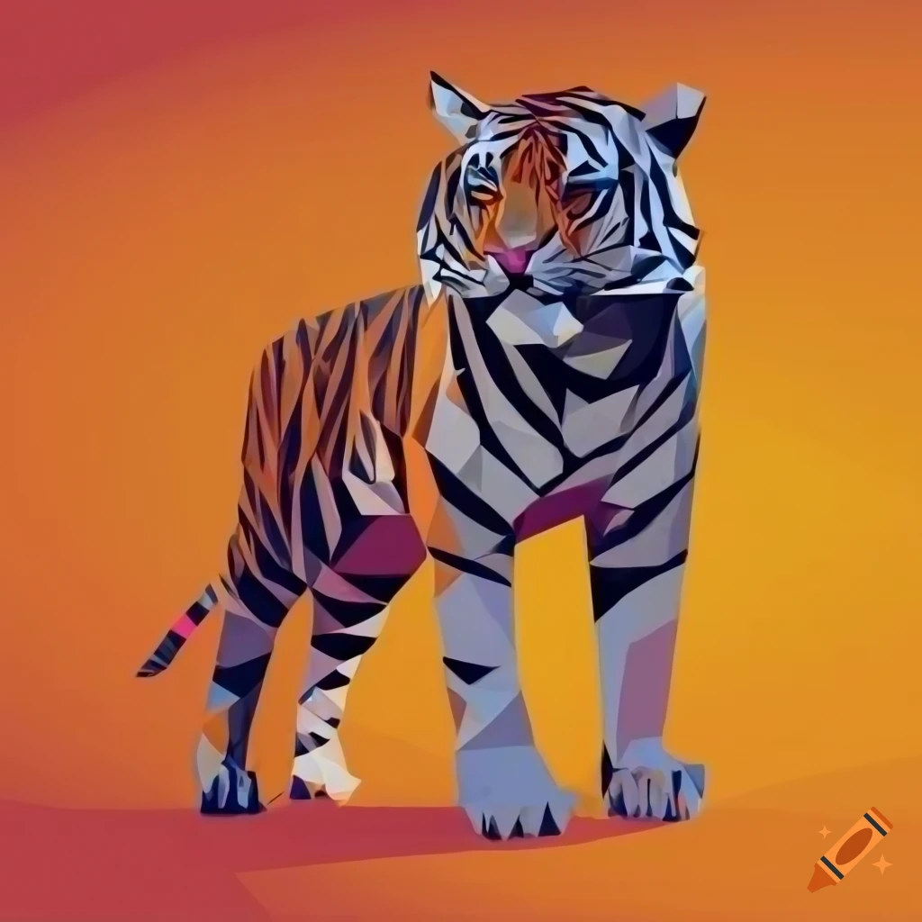Low polygon vector drawing of a tiger on Craiyon