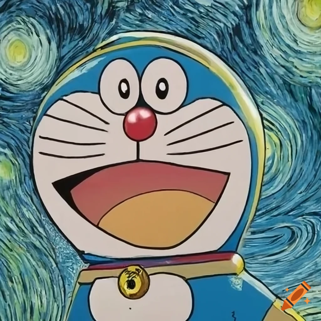 Artistic interpretation of doraemon in the style of van gogh on Craiyon
