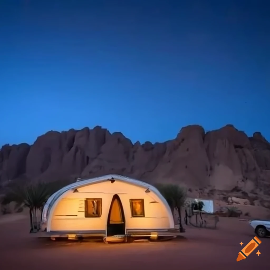Luxury caravans in the mountains of Al-Baha region, Saudi Arabia on Craiyon