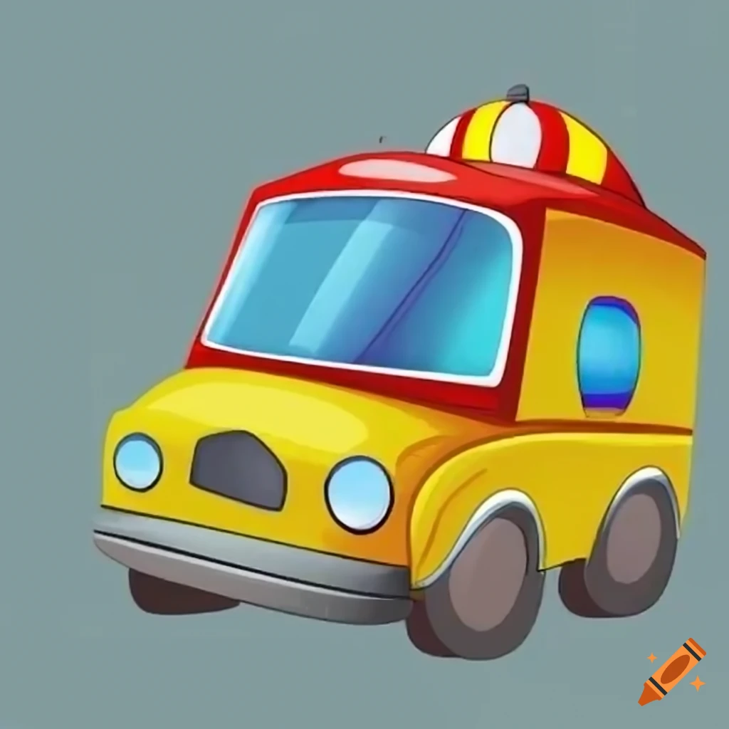 Yellow ambulance cartoon drawing on Craiyon