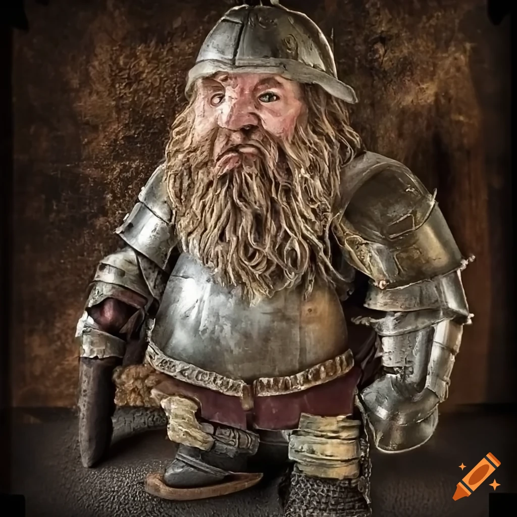 Stout dwarf in weathered plate armor on Craiyon