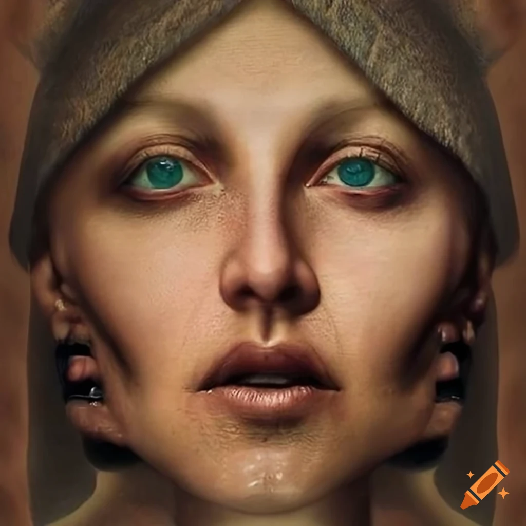 Surreal closeup of a woman's face with hyper-realistic details on Craiyon