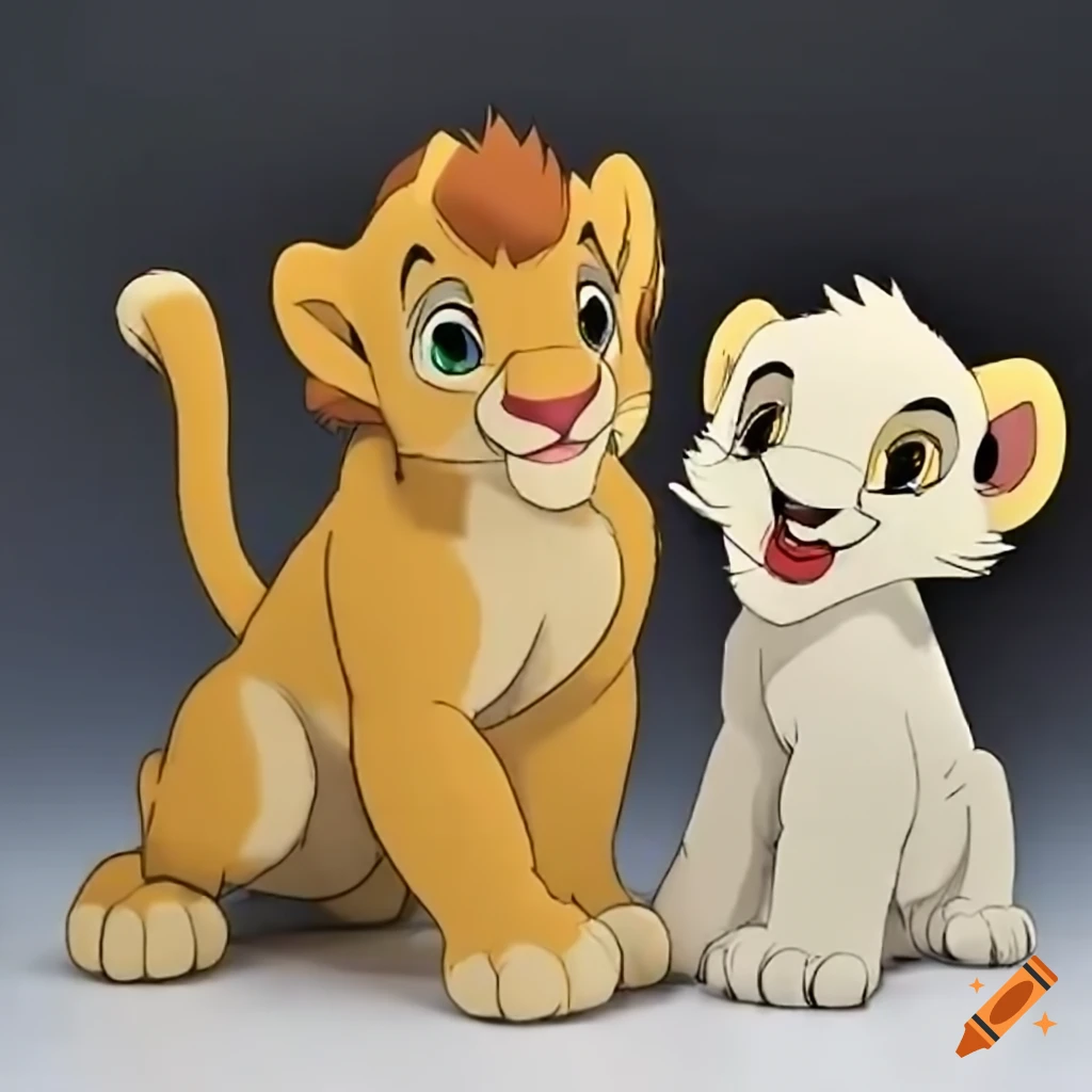 Cartoon lion cubs kimba and simba on Craiyon