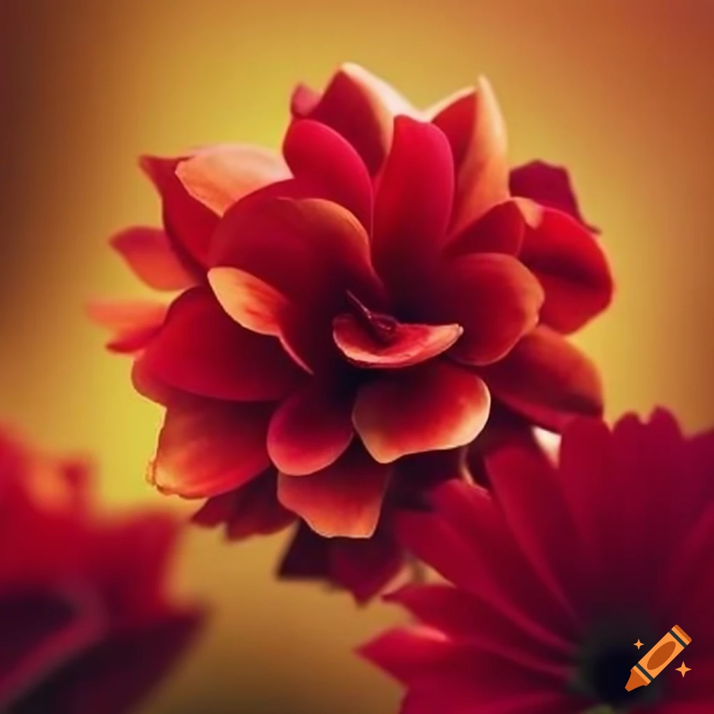 Small red gold flame-like flowers on Craiyon