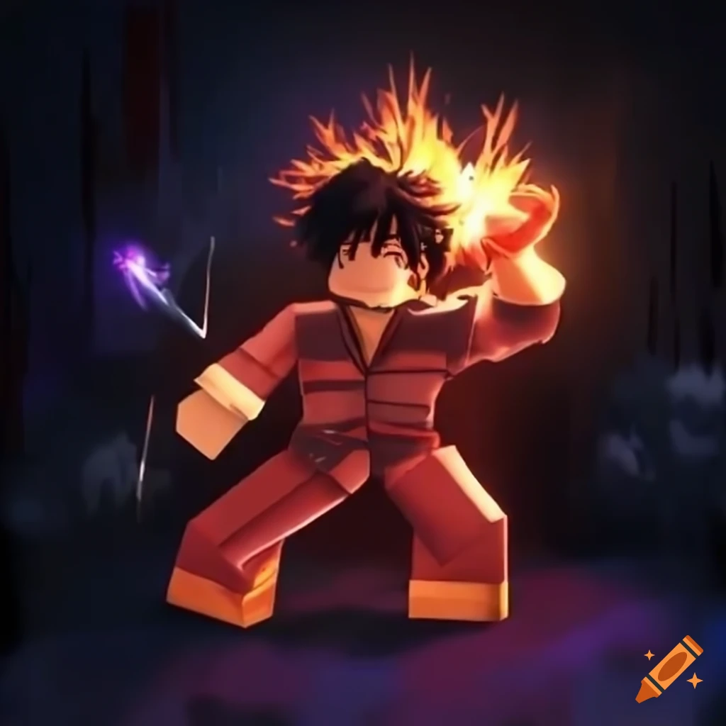 Anime style thumbnail featuring intense roblox battles on Craiyon