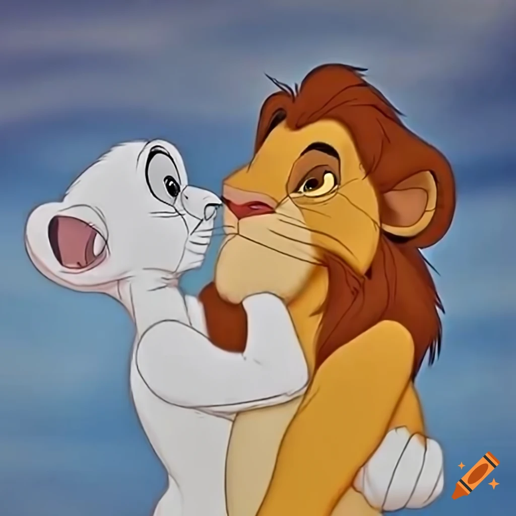 Kimba and simba, proud and majestic lions in a classic disney cartoon ...