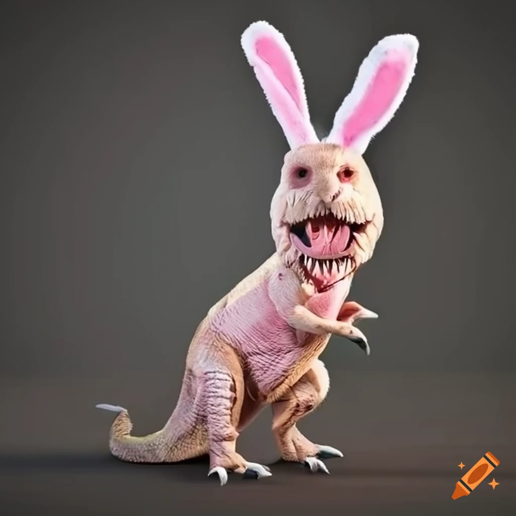 T-rex wearing a bunny rabbit costume on Craiyon