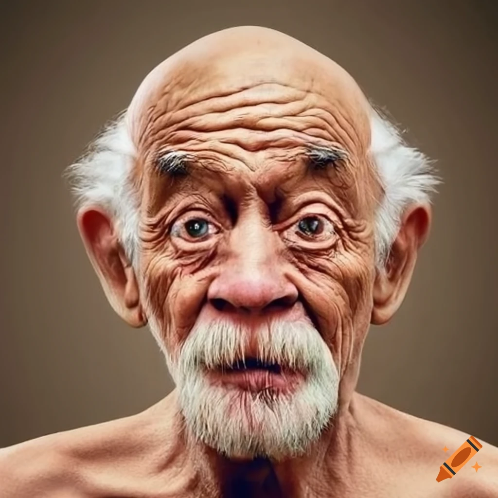Humorous elderly man's face on Craiyon
