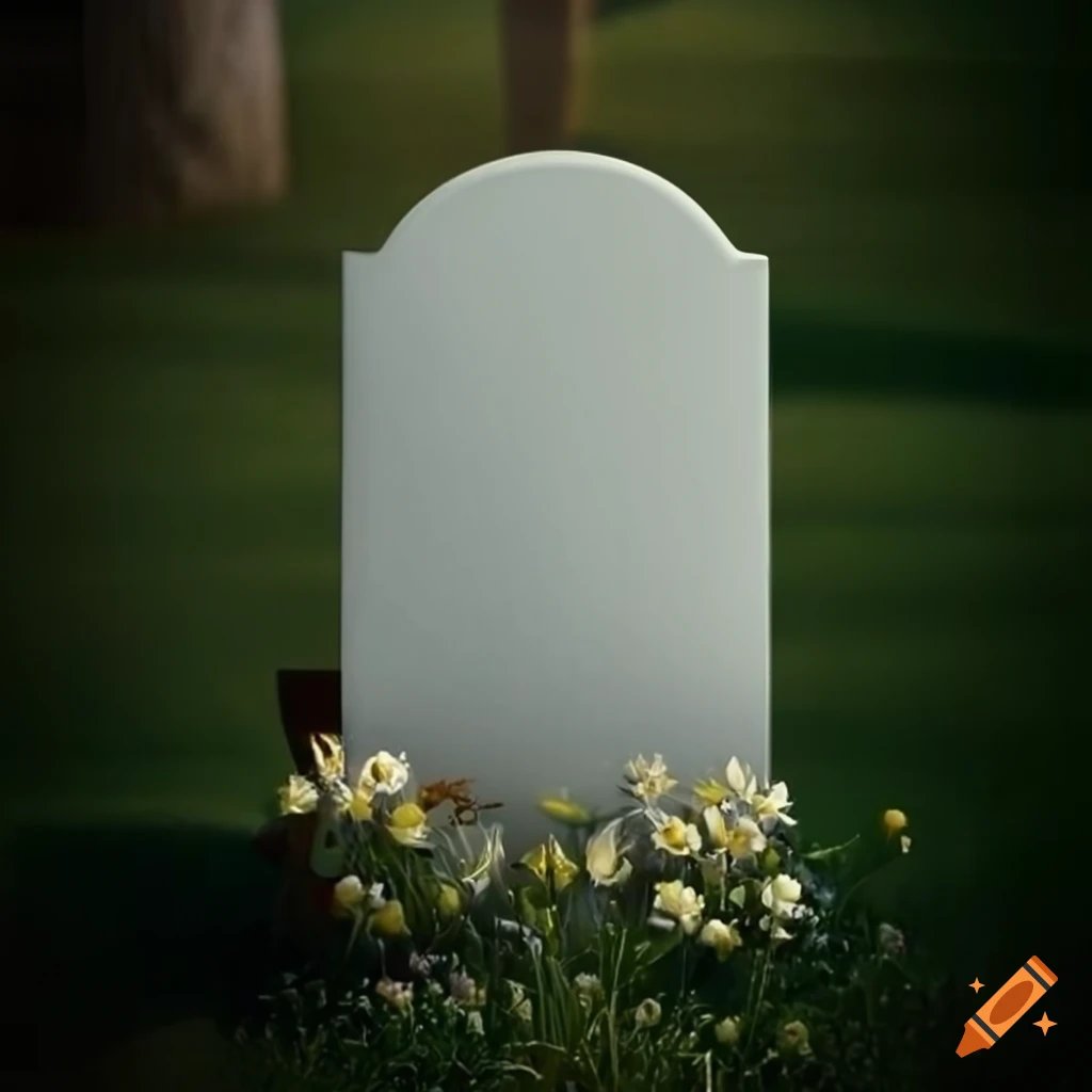Blank headstone with flowers on Craiyon
