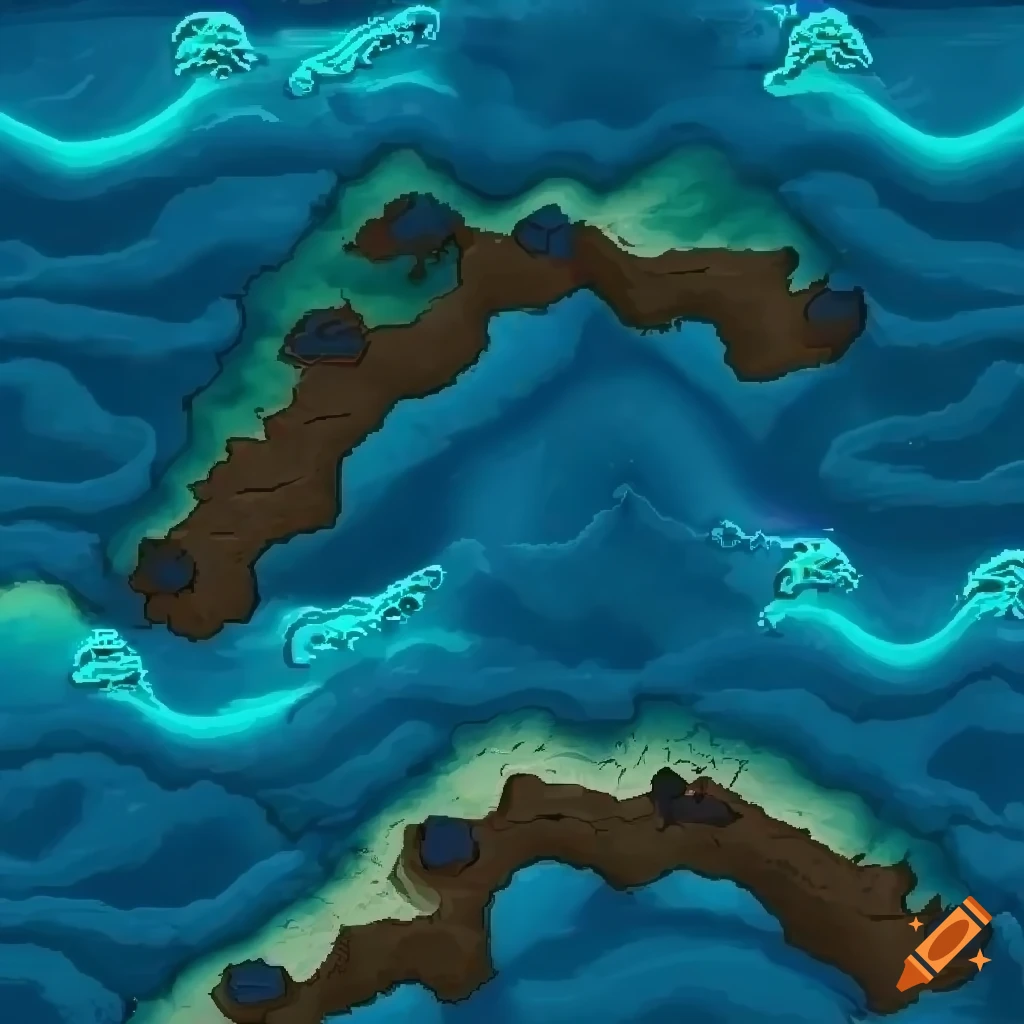Tilemap for 2D top-down computer game with ocean tiles of various ...