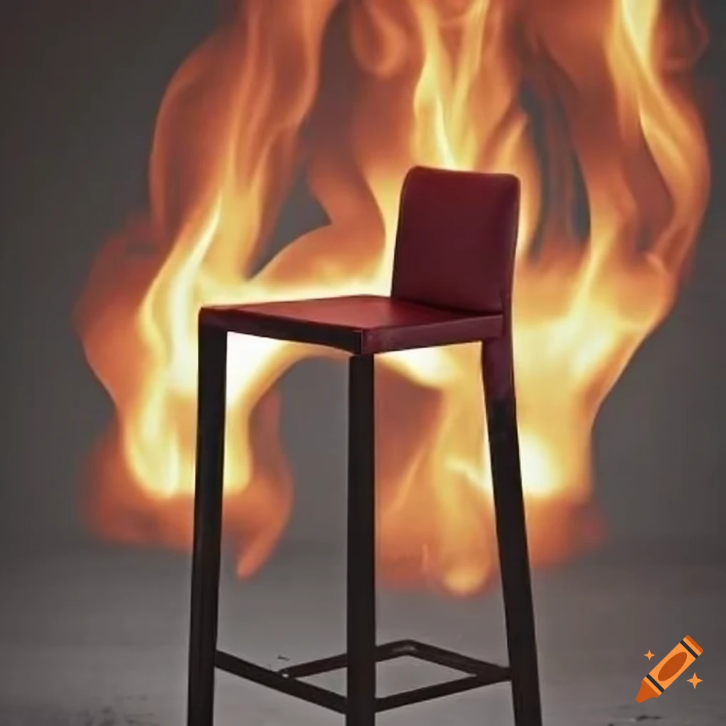Burning high square barstool on Craiyon