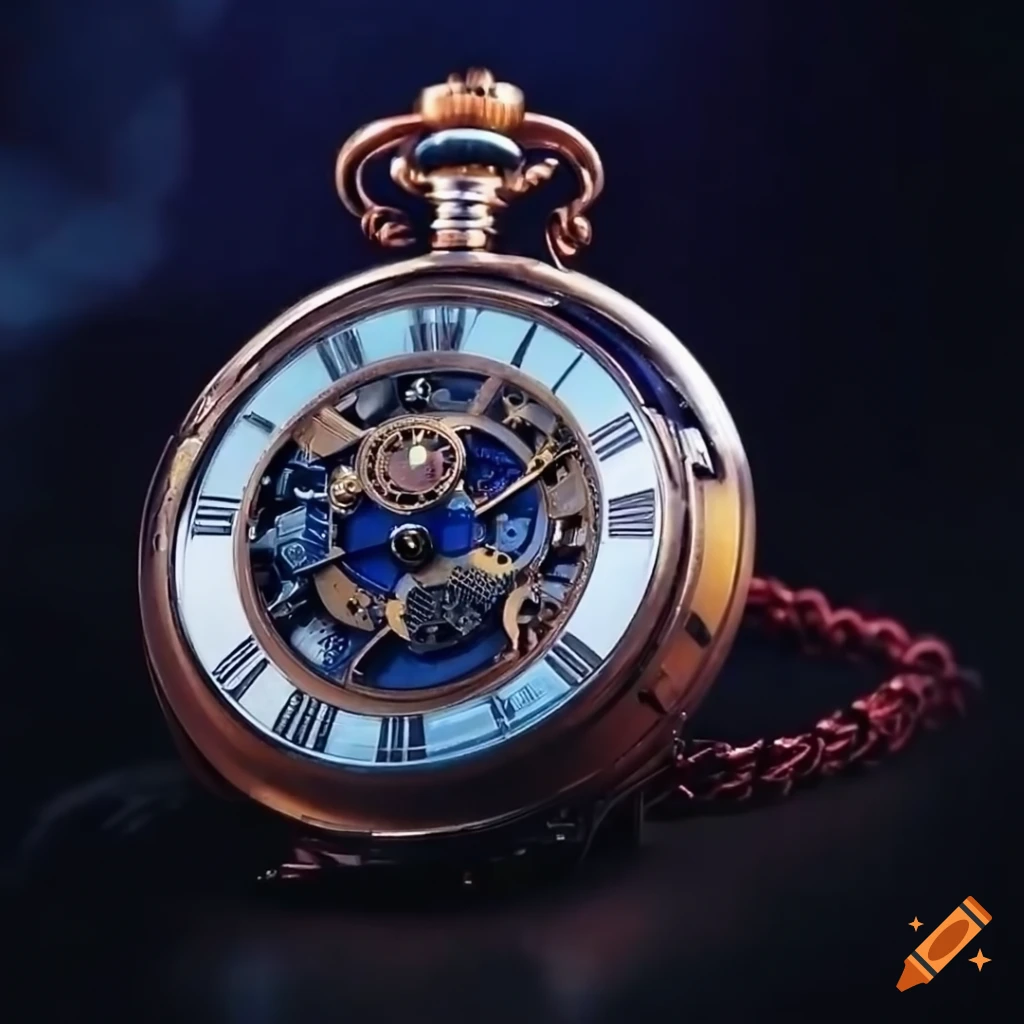 Intricately detailed steampunk style pocket watch in 4k resolution on ...