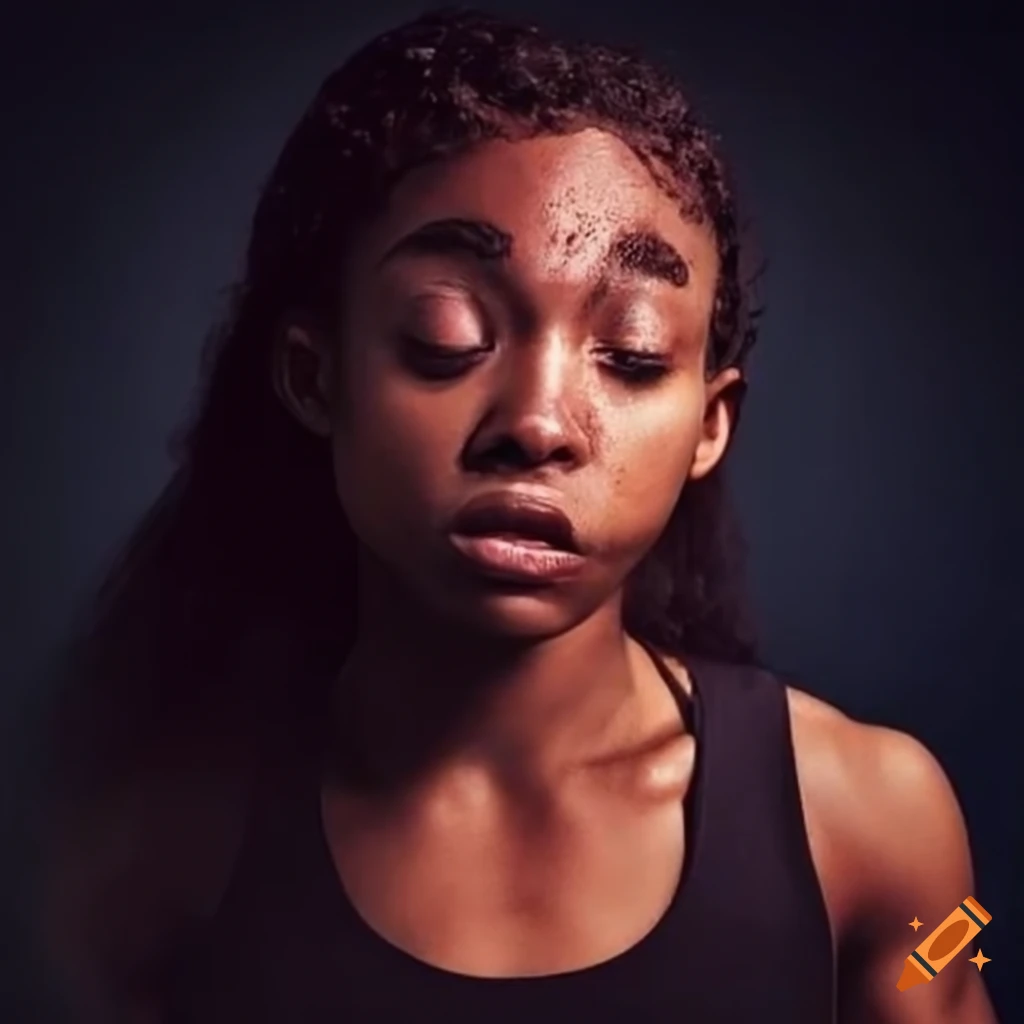 Young woman boxer looking stunned and dizzy on Craiyon