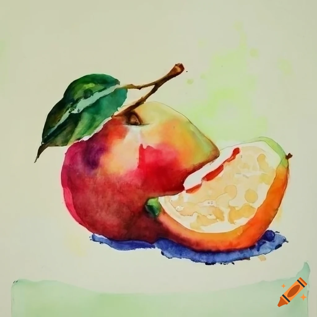 Watercolor painting of a still life with fruit on Craiyon