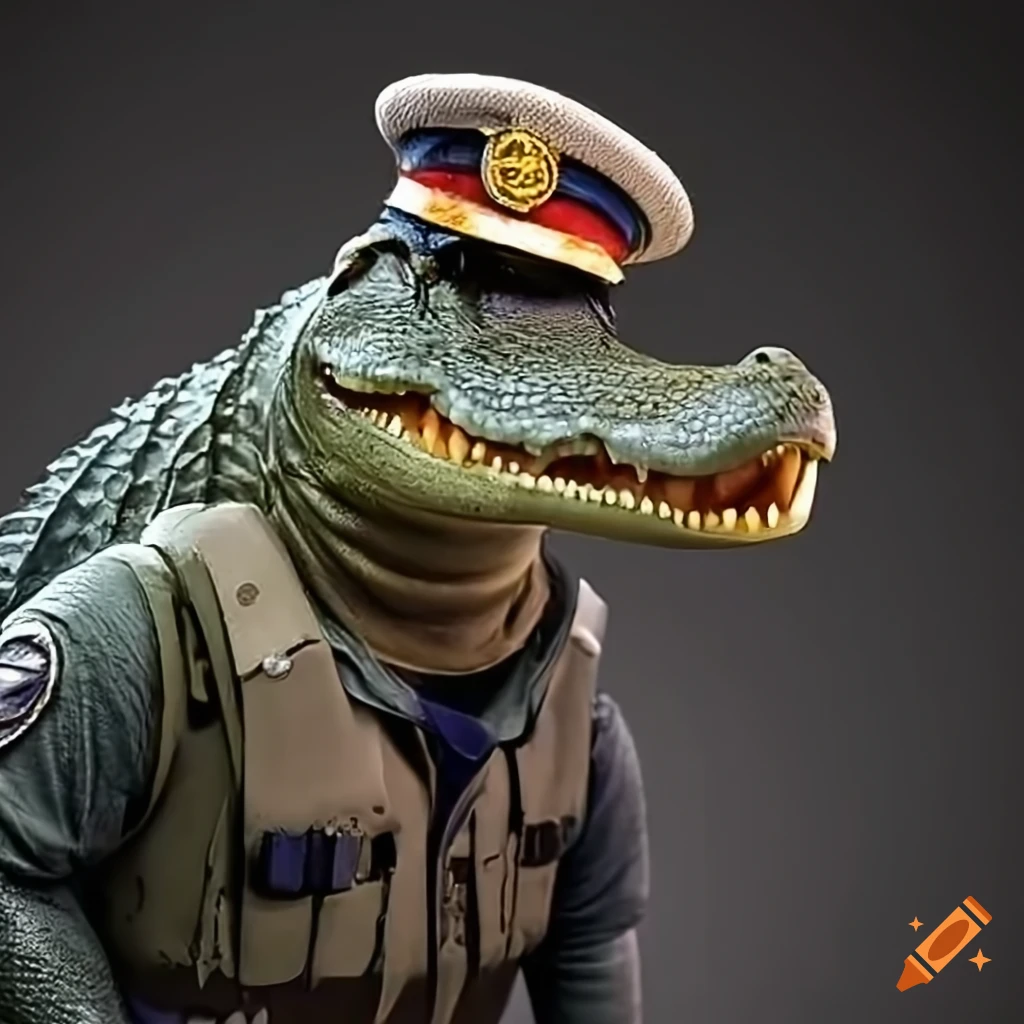 Alligator dressed as a police officer on Craiyon
