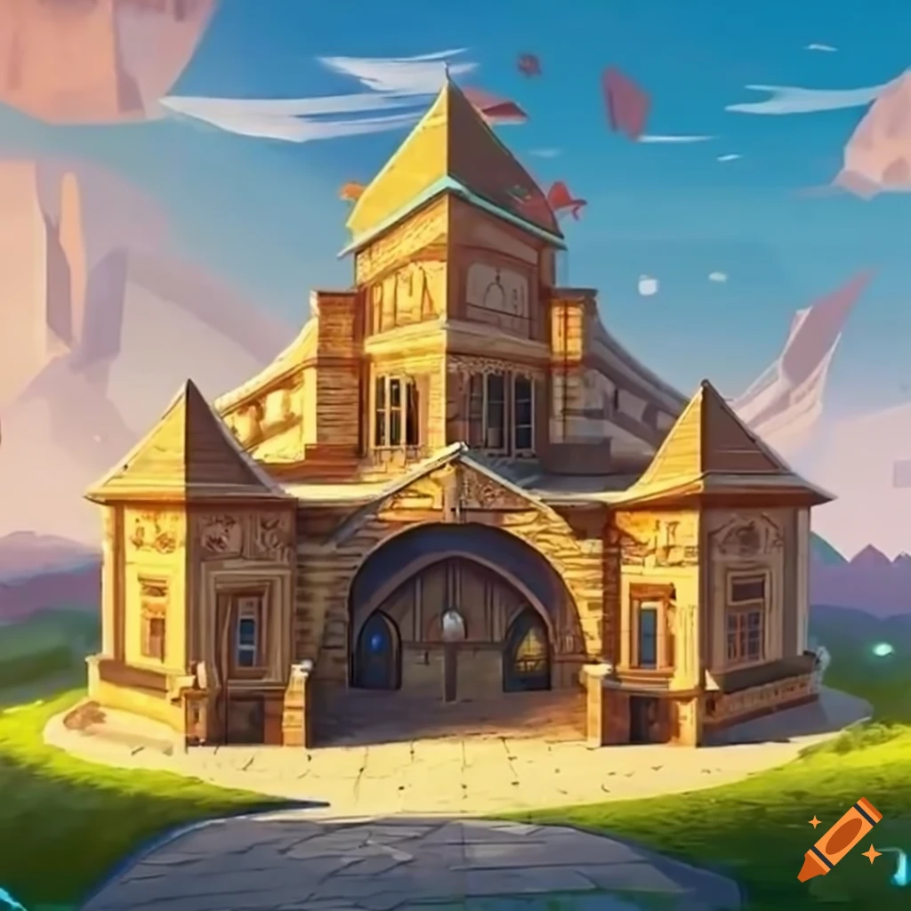 School building in the mystical world of dungeons and dragons fantasy ...