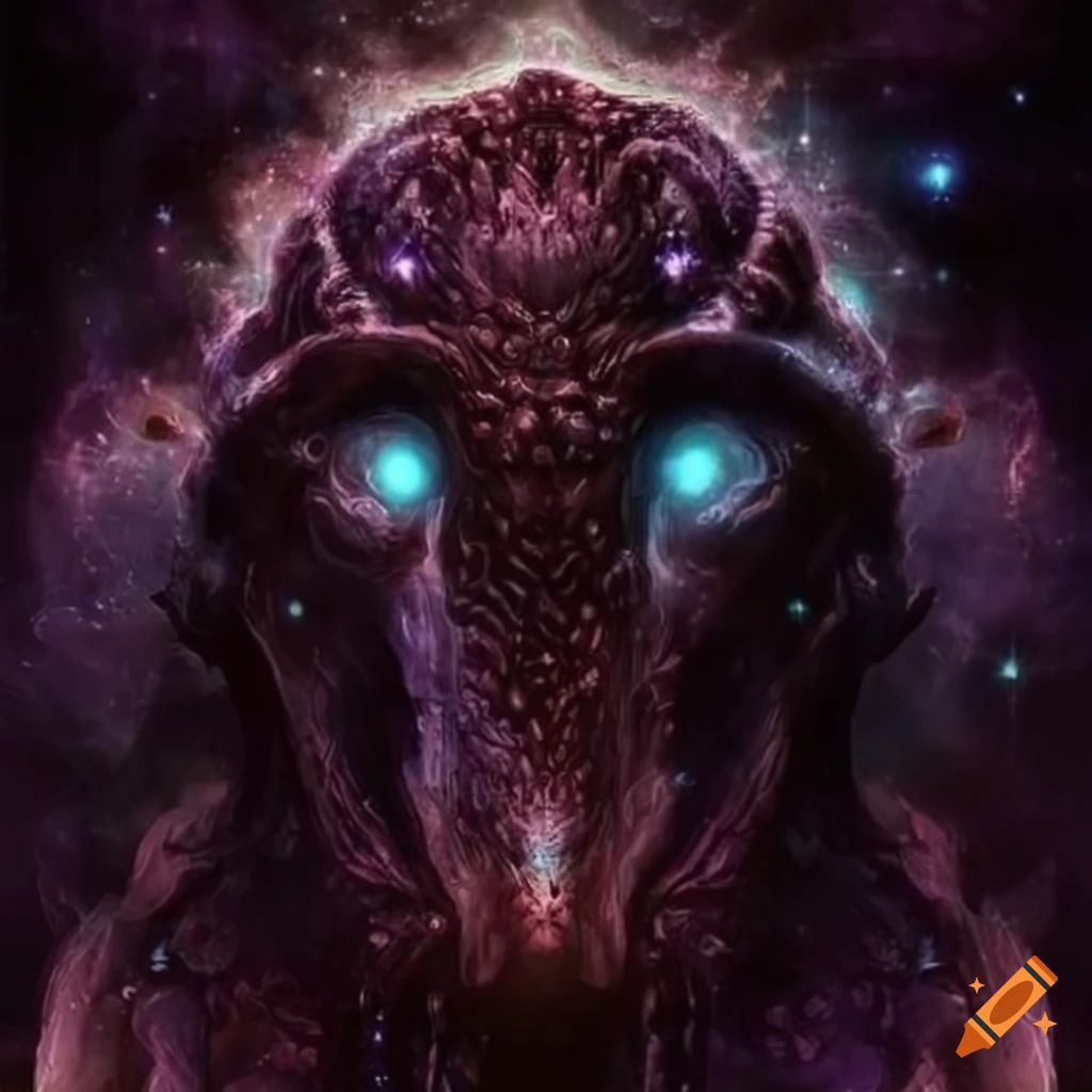 Primordial creatures in a cosmic, ancient setting on Craiyon