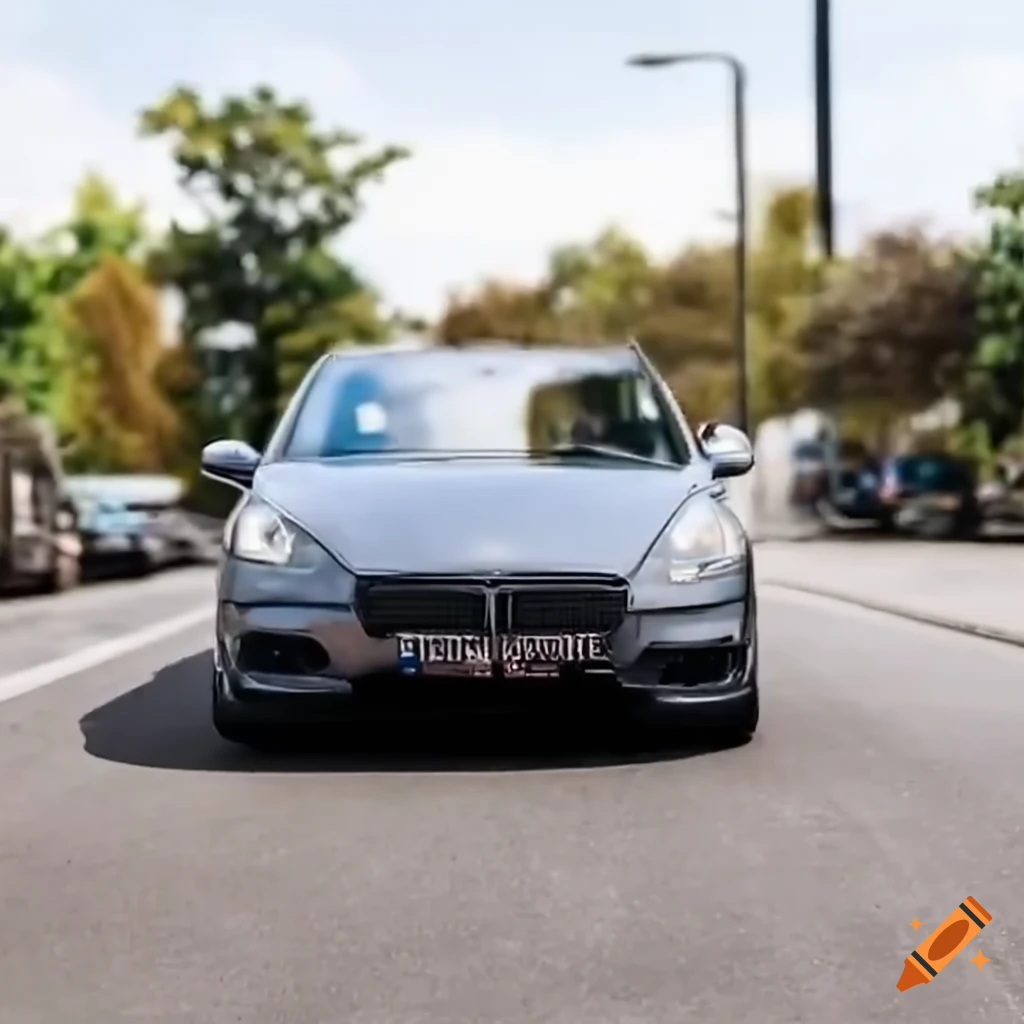 Car approaching on street in the afternoon with blurry background on ...