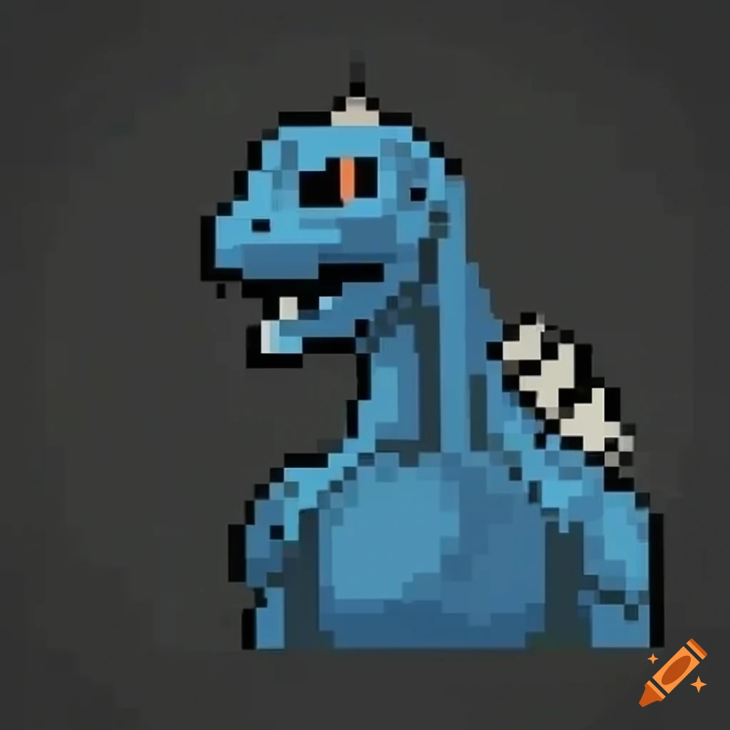 Pixel art representation of godzilla on Craiyon