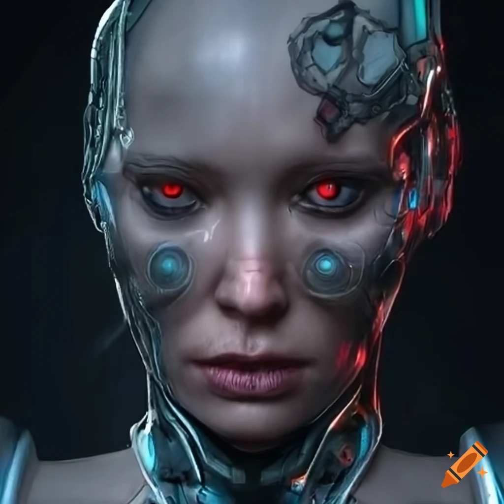Extreme realistic cyborg closeup in a cyberpunk setting on Craiyon