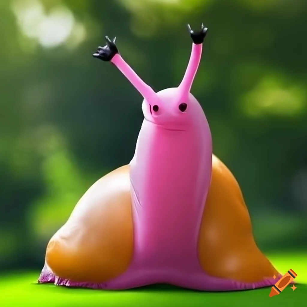 Scarlett johansson absorbed by a small inflatable slug with human face ...