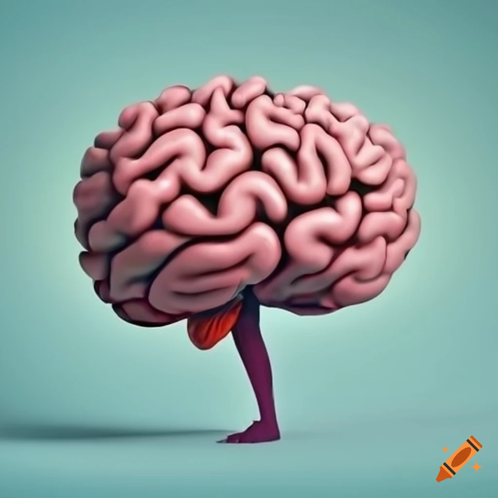 Humorous illustration of a brain on Craiyon