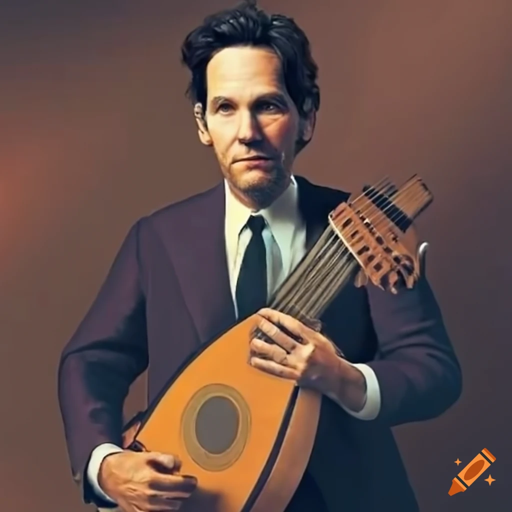 Paul rudd playing a lute on Craiyon