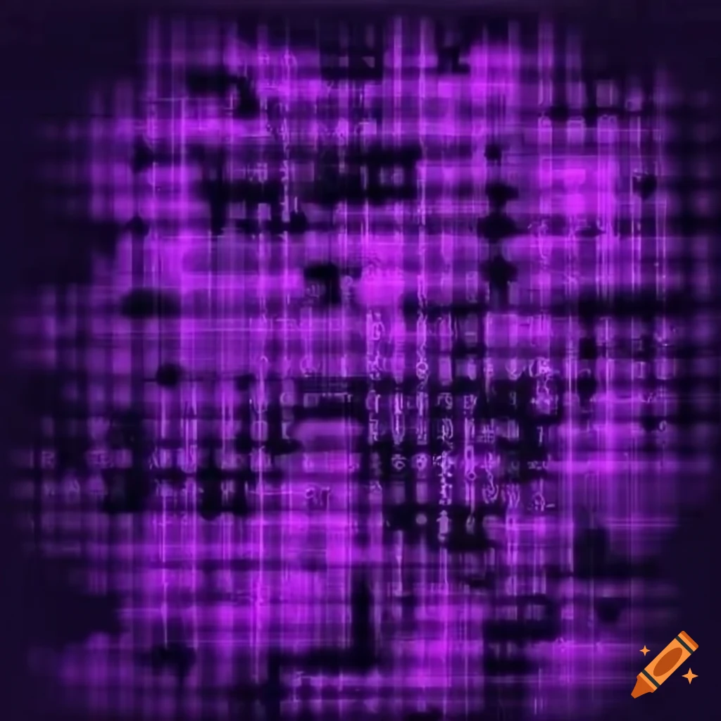 Purple matrix numbers and clouds in an hd drawing on Craiyon