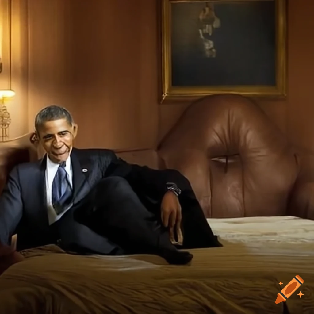 Barack obama lying on an alaskan king bed on Craiyon