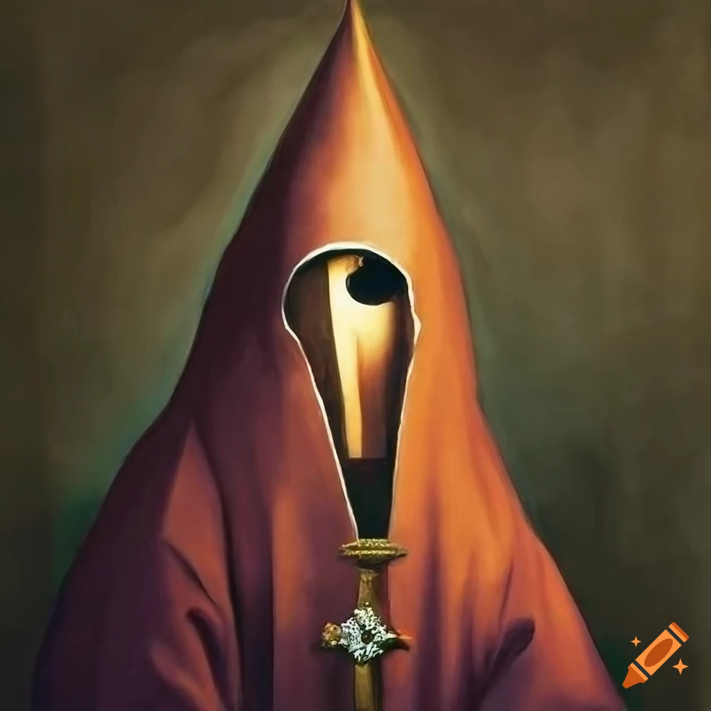 Fine art illustration of catholic penitents from seville in christian ...