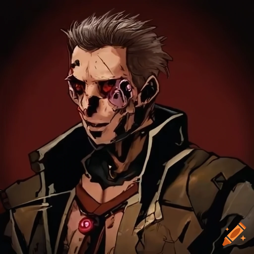 Cyborg gunslinger with red eye on Craiyon