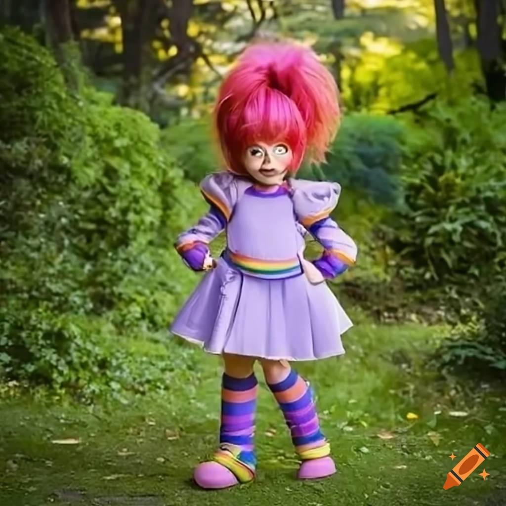 Shy Violet from Rainbow Brite strolling in a beautiful park on Craiyon