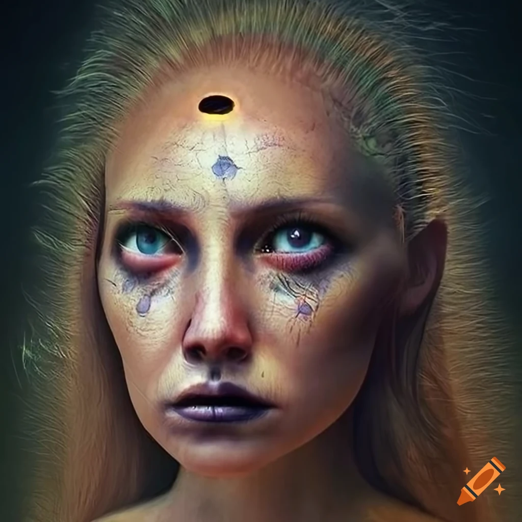 Surreal woman's face in extreme hyper realistic detail on Craiyon