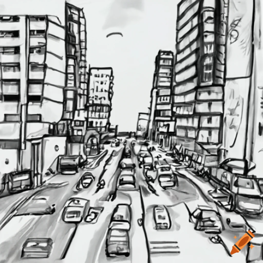 City road drawing on Craiyon