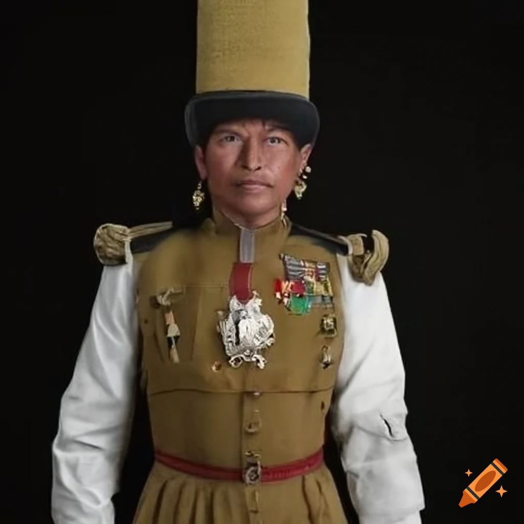 Modern soldier attire worn by the emperor of the peruvian empire on Craiyon